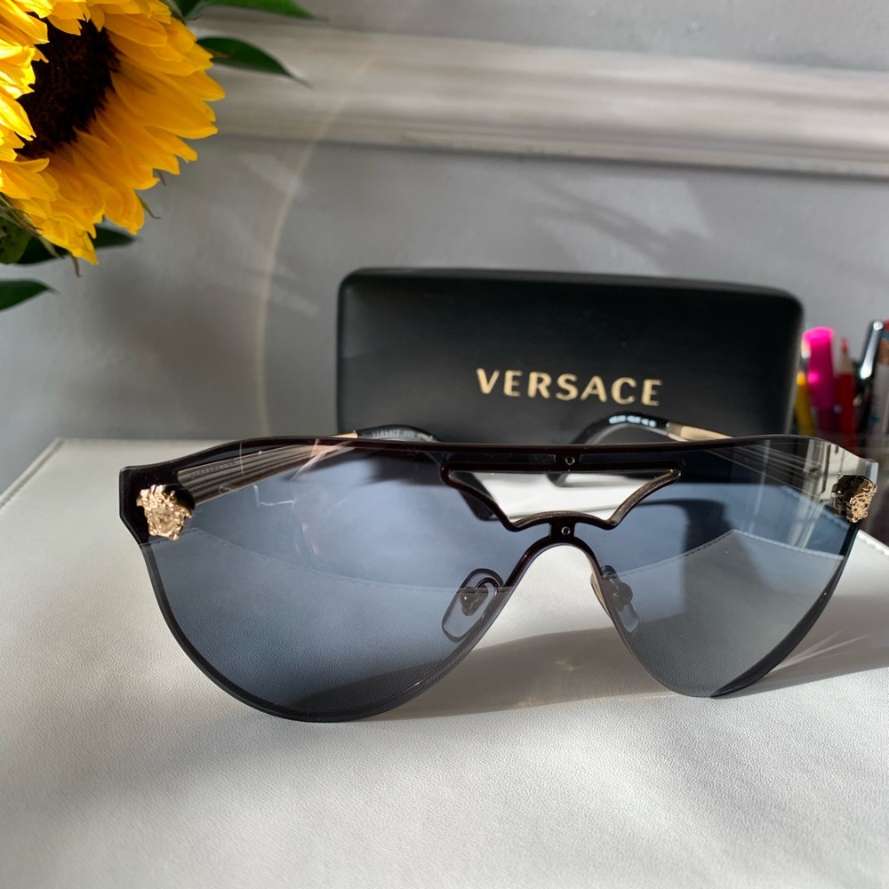 Versace Black Frameless Aviator Sunglasses - Gem